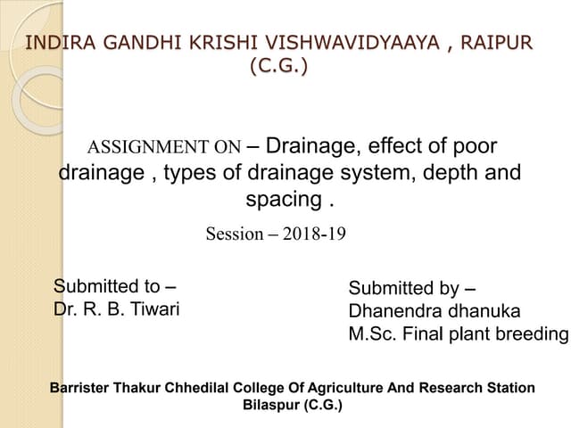 DESIGN OF SUBSURFACE DRAINAGE SYSTEM | PPTX