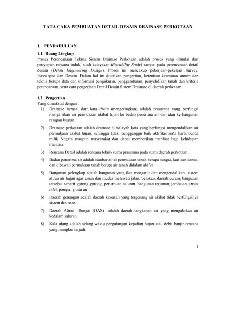 Gambar teknis perencanaan drainase | PDF