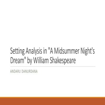 Setting Analysis in "A Midsummer Night's Dream" by William Shakespeare ...