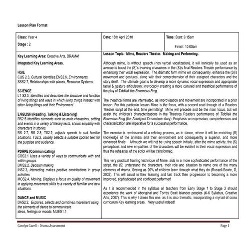 Drama lesson plan | DOCX