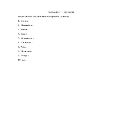 Drama pre test | DOCX