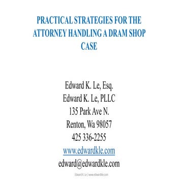 Handling the Dram Shop & Alcohol Overservice Case | PPT | Legal ...