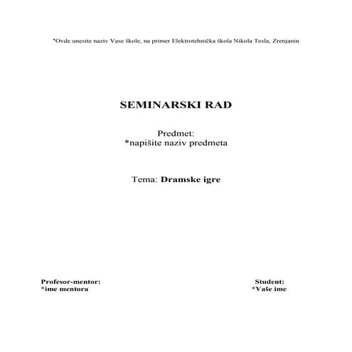 Dramske igre | DOC