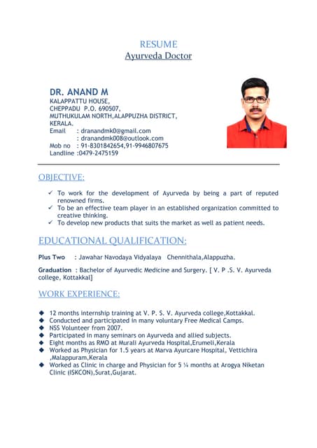 RESUME Dr Anvarsalim BHMS | DOCX | Physical Therapy | Wellness