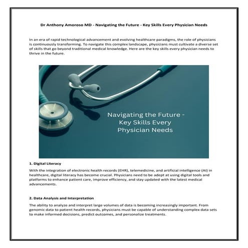 Dr Anthony Amoroso MD - Navigating the Future - Key Skills Every ...