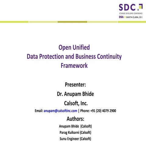 Openunifieddataprotectionframework Ppt