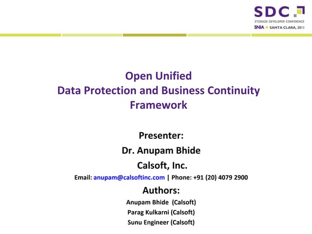 Openunifieddataprotectionframework Ppt