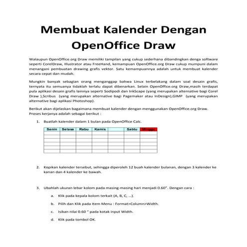 Membuat Kalender Dengan OO Draw | PDF