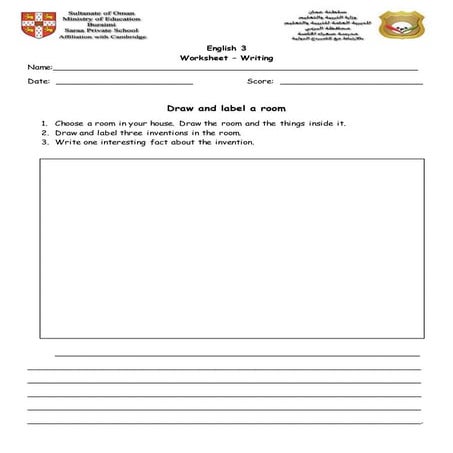 Writing worksheet - Draw and label a room | PDF