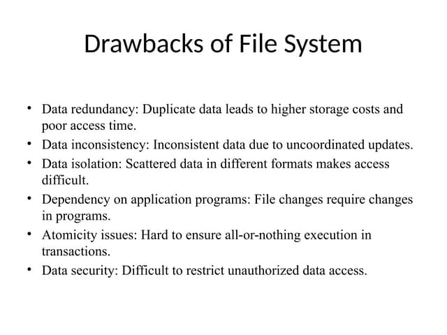 Advantages & Disadvantages of File Management System | PDF
