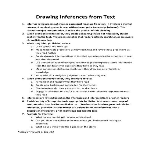 Drawing inferences from text | PDF