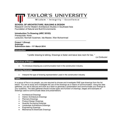 SEMESTER 1: Introduction to Drawing Project 1a Brief - Drawings (group ...