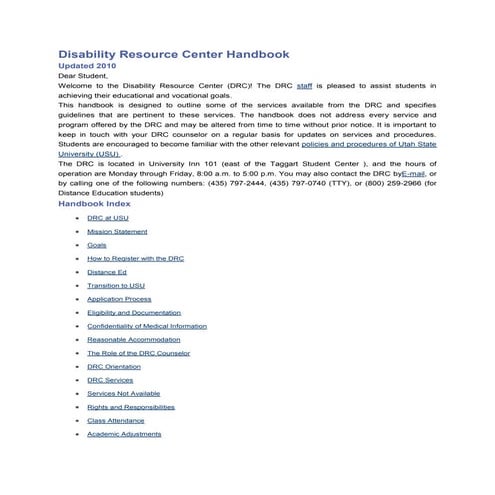 DRC policy & procedure handbook | DOCX | College Planning | College ...