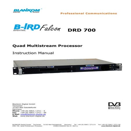 Blankom B-IRD Falcon DRD 700 User Manual | PDF