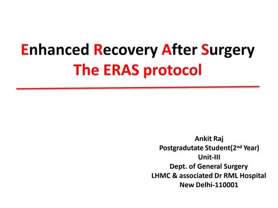 ERAS( Enhanced Recovery After Surgery) | PPT