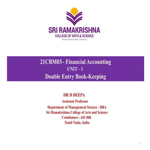 Dr D Deepa Double Entry Book Keeping Pptx