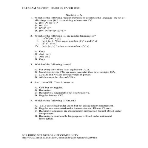 Drdo 2008-cse-paper | PDF