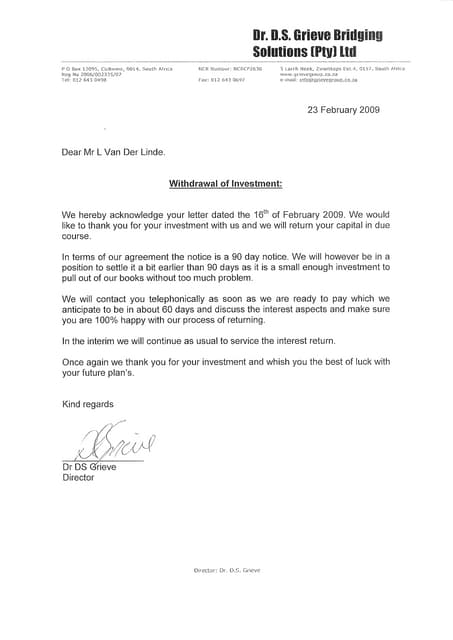 Affidavit of 83 year old Mr Lambert Van Der Linde defrauded by Dr DS ...