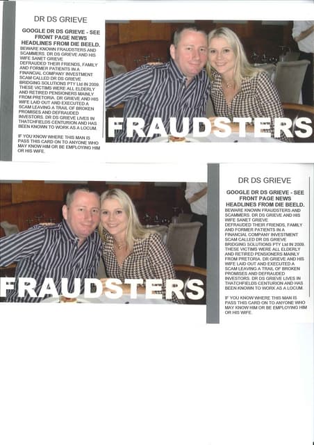 Affidavit of 83 year old Mr Lambert Van Der Linde defrauded by Dr DS ...