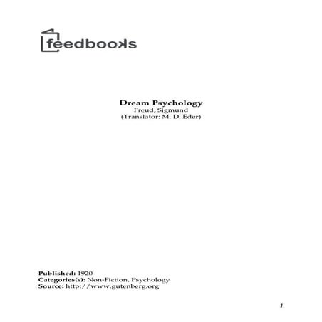 Dream psychology-sigmund-freud psychoanalysis-for-beginners | PDF