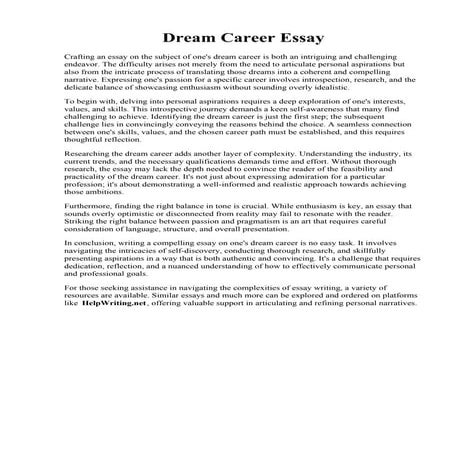 Dream Career Essay | PDF