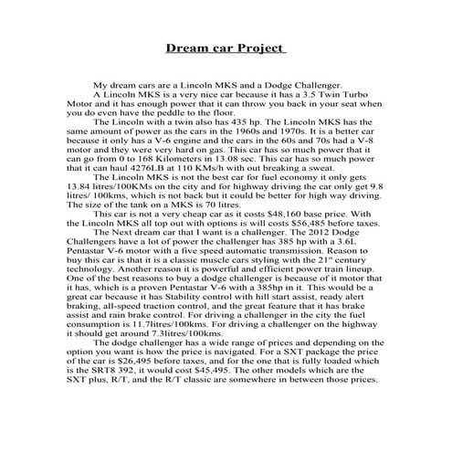 Dream car project | PDF