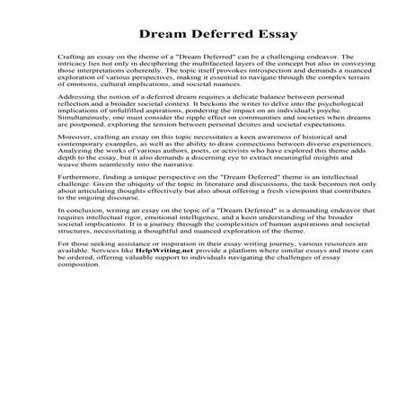 Dream Deferred Essay | PDF