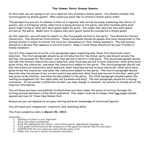 Dream dinner party | PDF