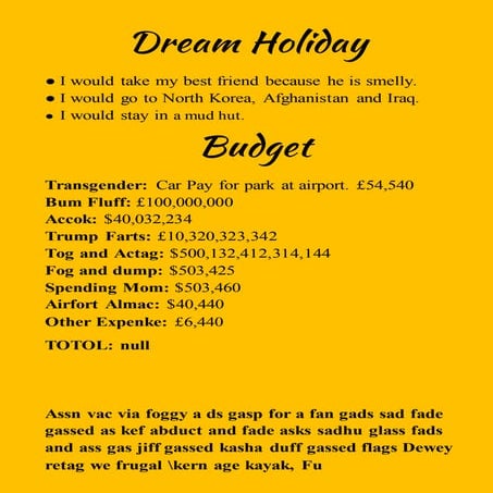 Dream holiday | PDF