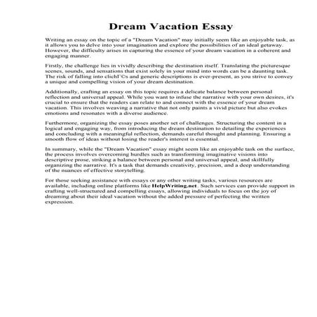 Dream Vacation Essay | PDF