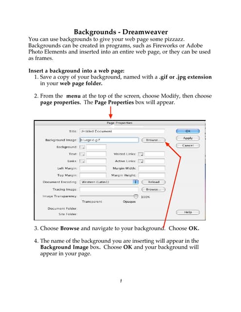 Creating A Website Using Dreamweaver | DOC | Web Design and HTML | Internet