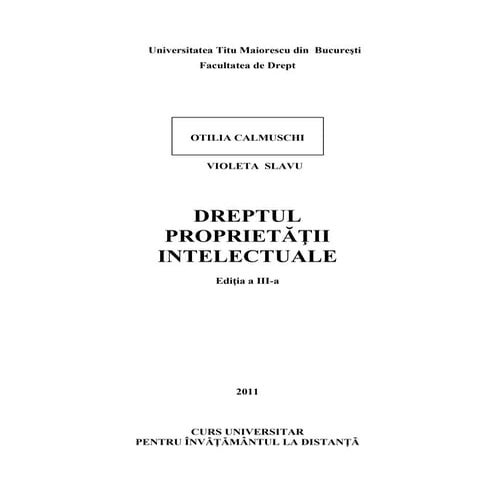 Dreptul proprietatii intelectuale_curs_i | PDF