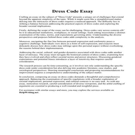 Dress Code Essay | PDF | Educational Assessment | Education