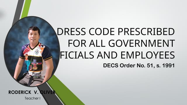 Dress Code in DepEd DepEd Memorandum No. 16, s. 2021 and CSC MC No. 19 ...