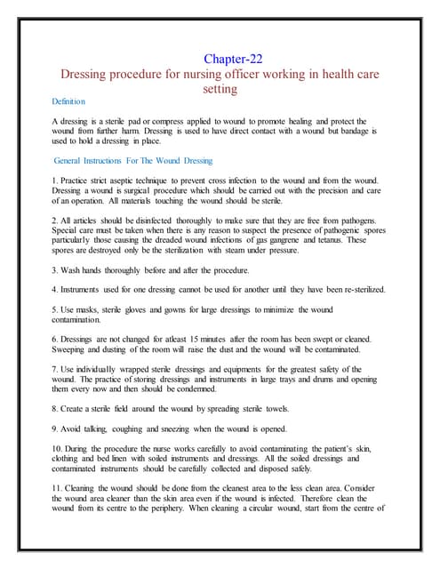 Dressing or care of wound | PPTX | First Aid | Injuries