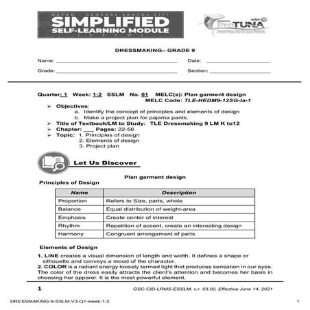 TLE/ HE Dressmaking Curriculum Guide | PDF