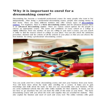 TLE/ HE Dressmaking Curriculum Guide | PDF