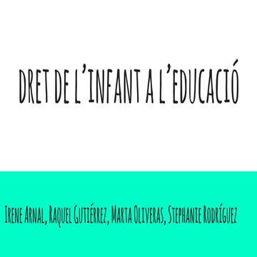 Dret de l'infant a l'educació | PDF