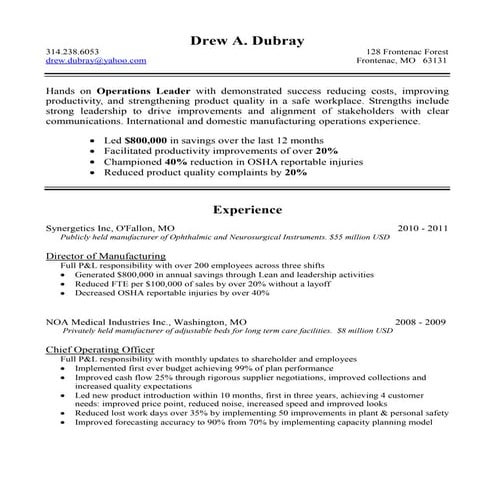 Drew Dubray Resume | PDF
