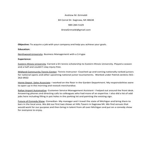 Drew resume | DOCX | Careers