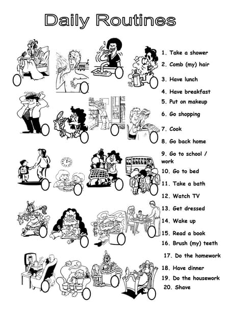 Daily routines worksheet