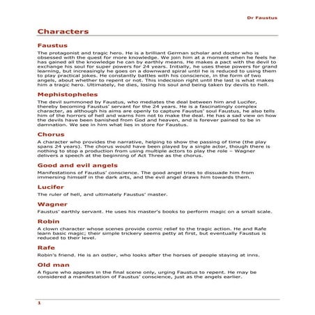 Characteristics Of Dr Faustus
