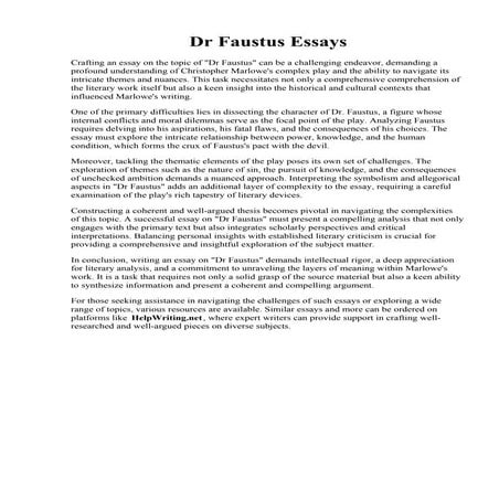 Dr Faustus Essays. Essay websites: Dr faustus essay | PDF