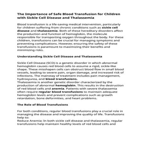 Dr. Gaurav kharaya : Blood Transfusion for Children | DOCX