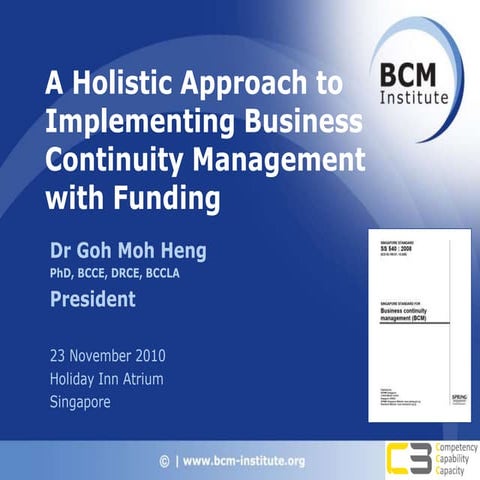 BCM Institute MTE Dr Goh Moh Heng - Holistic Approach to Implementing ...