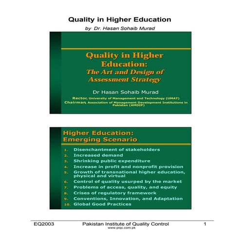 quality in higher education the art and design of education quality ...
