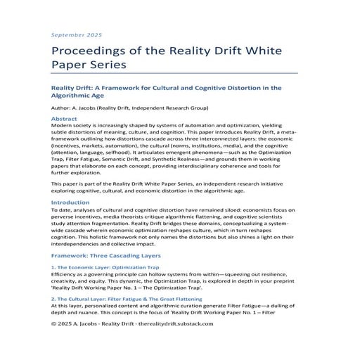 Reality Drift Frameworks: Glossary & Visual Models (2025 Edition) | PDF