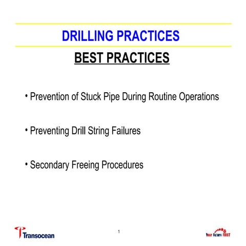 Drilling Best Practices stuck pipe prevention | PPT | Woodworking | Arts and Crafts