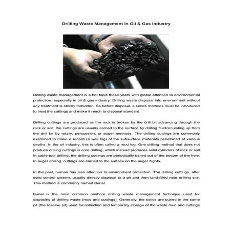 Drilling Waste Management in Oil & Gas Industry | PDF