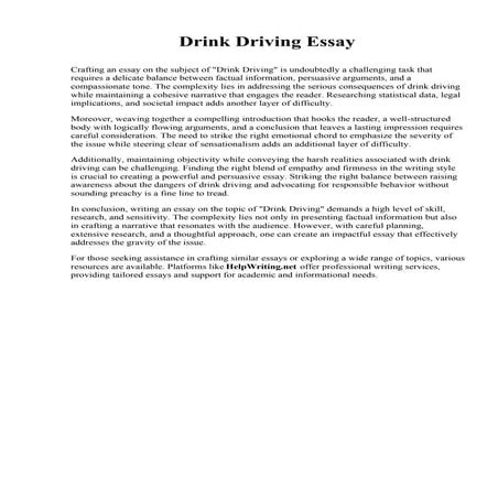 Drunk Driving Essay Outline. Universal Training Institute | PDF